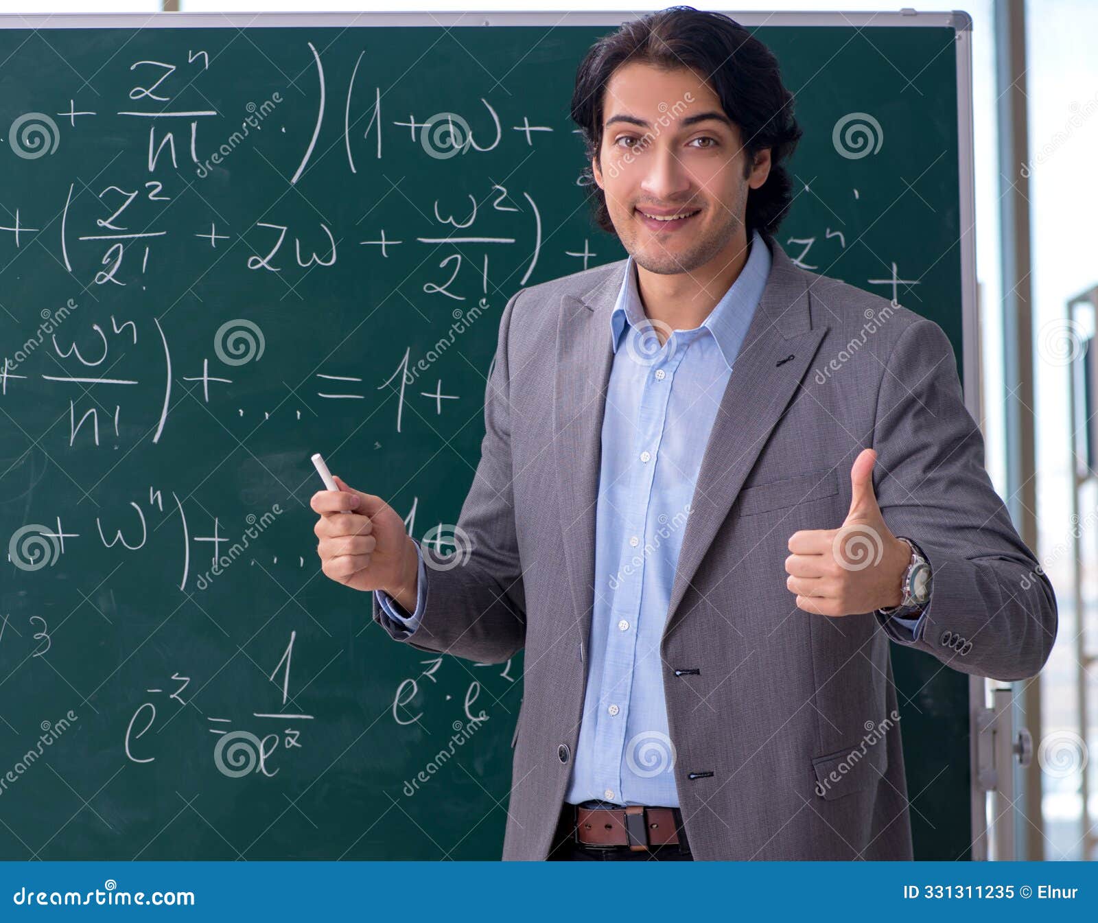 Young Handsome Math Teacher in Classroom Stock Image - Image of class ...