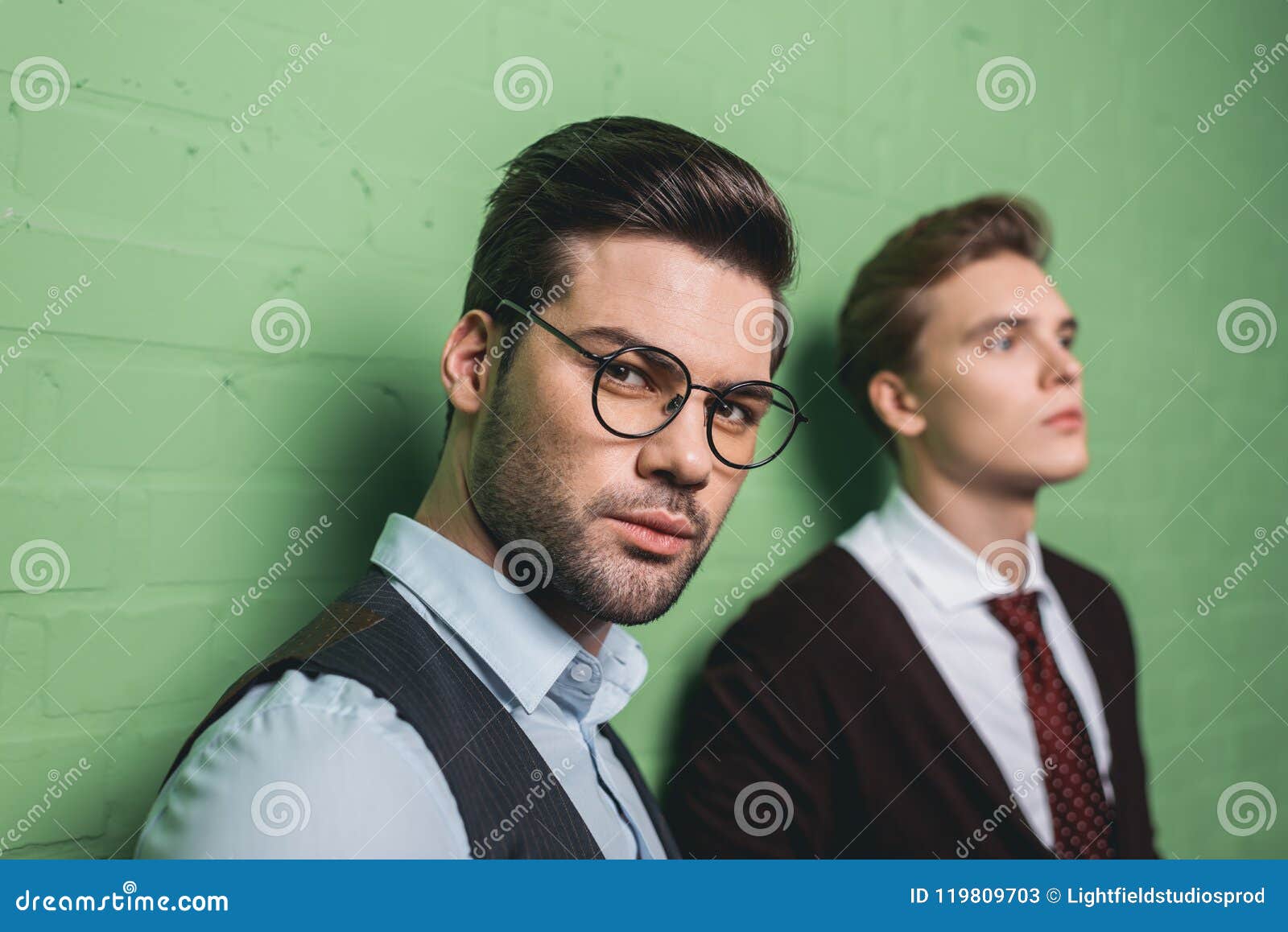 Young Handsome Men in Front of Stock Image - Image of serious ...