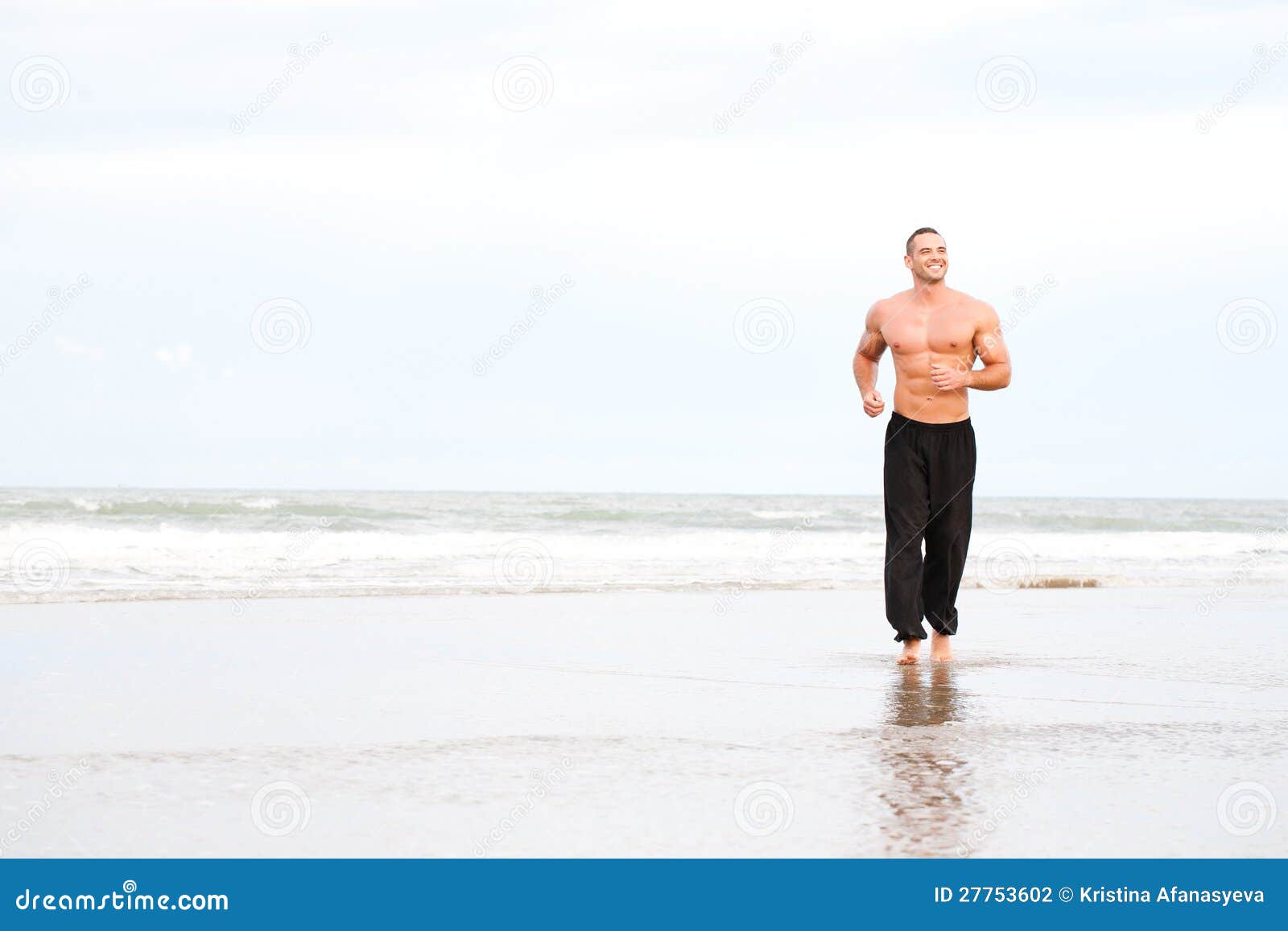 Young Handsome Muscular Man Running Stock Photo - Image of brunette ...