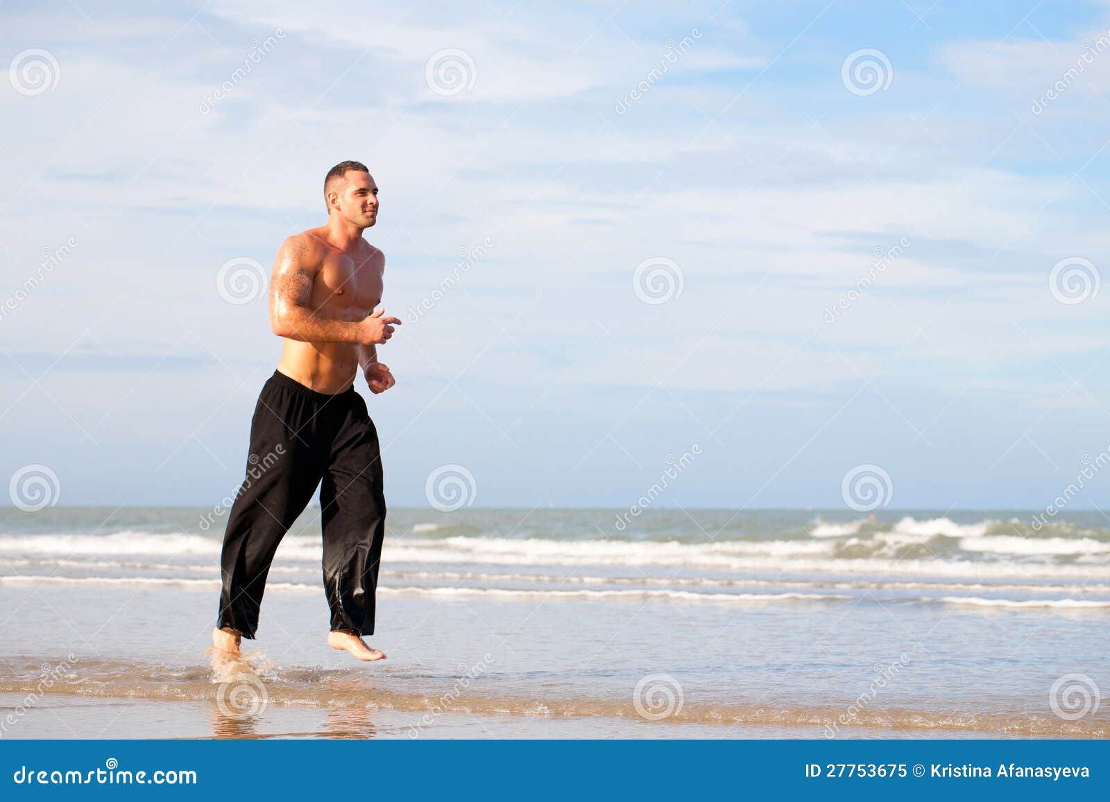 Young Handsome Muscular Man Running Stock Image - Image of outside ...