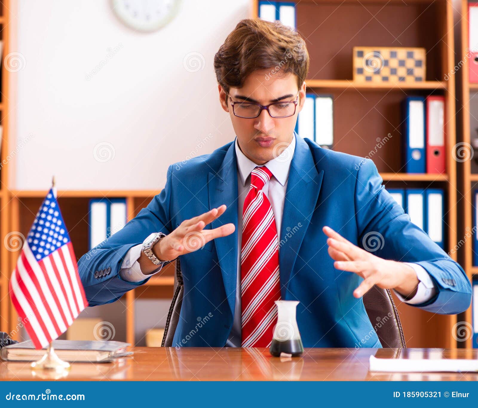 Young Handsome Politician Sitting in Office Stock Image - Image of ...