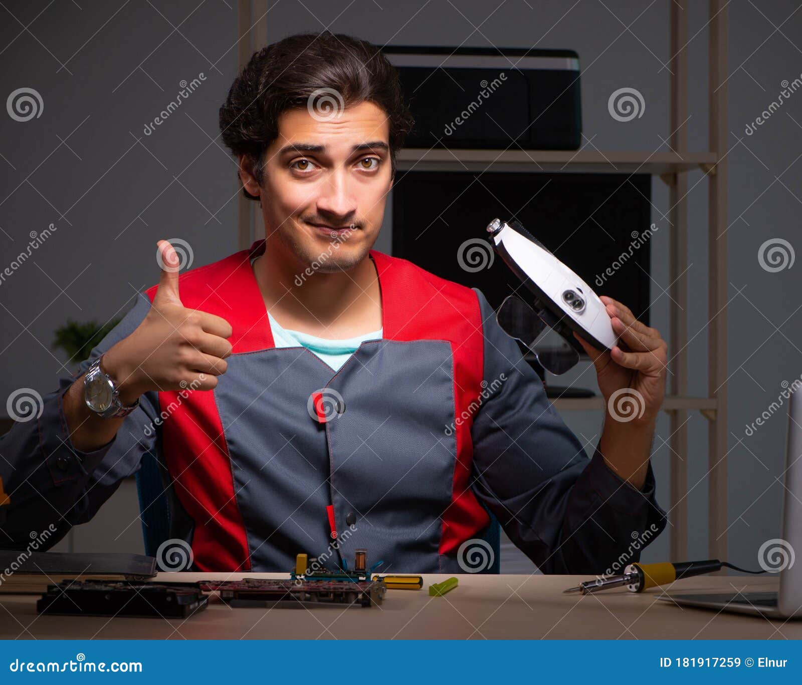 Young Handsome Repairman Repairing Computer Stock Image - Image of ...