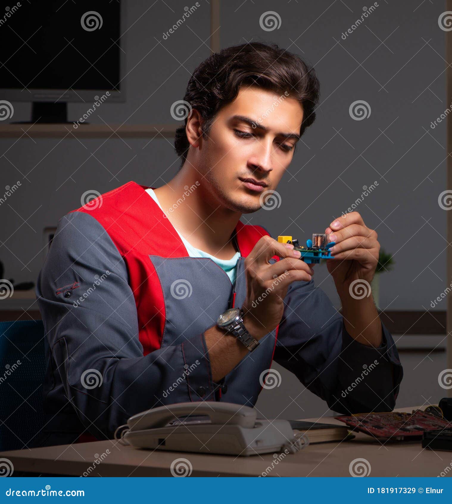 Young Handsome Repairman Repairing Computer Stock Image - Image of ...