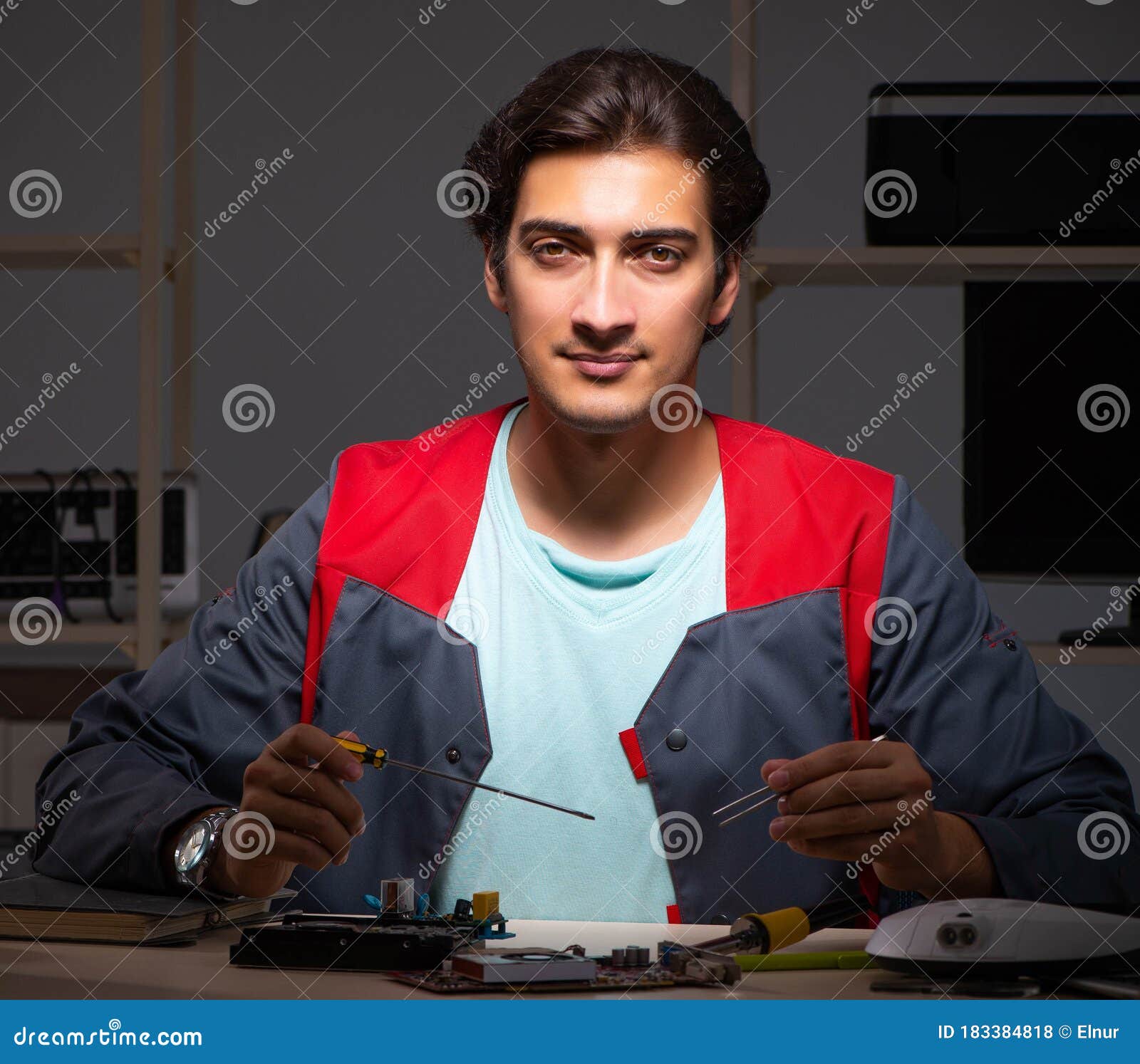 Young Handsome Repairman Repairing Computer Stock Photo - Image of ...