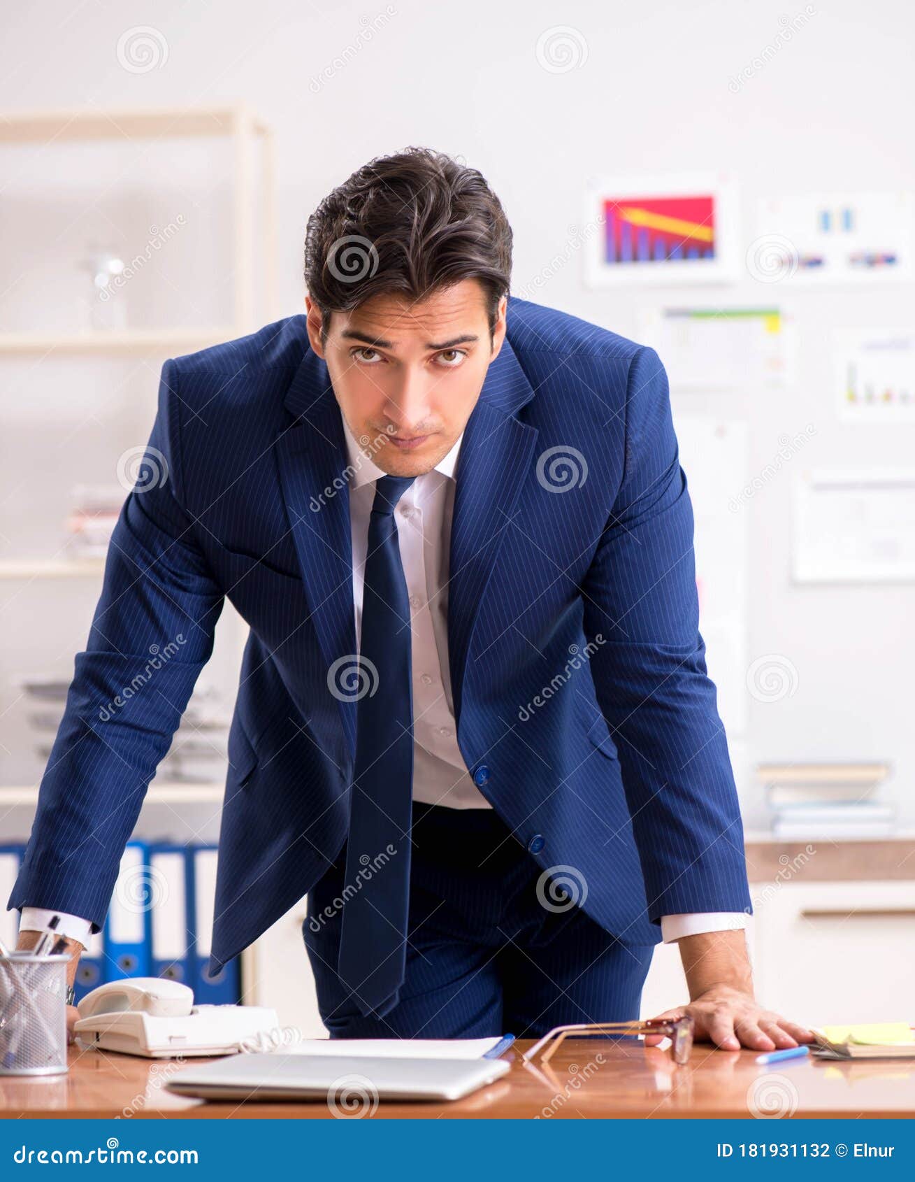 Young Handsome Sales Anayst Working at the Office Stock Photo - Image ...