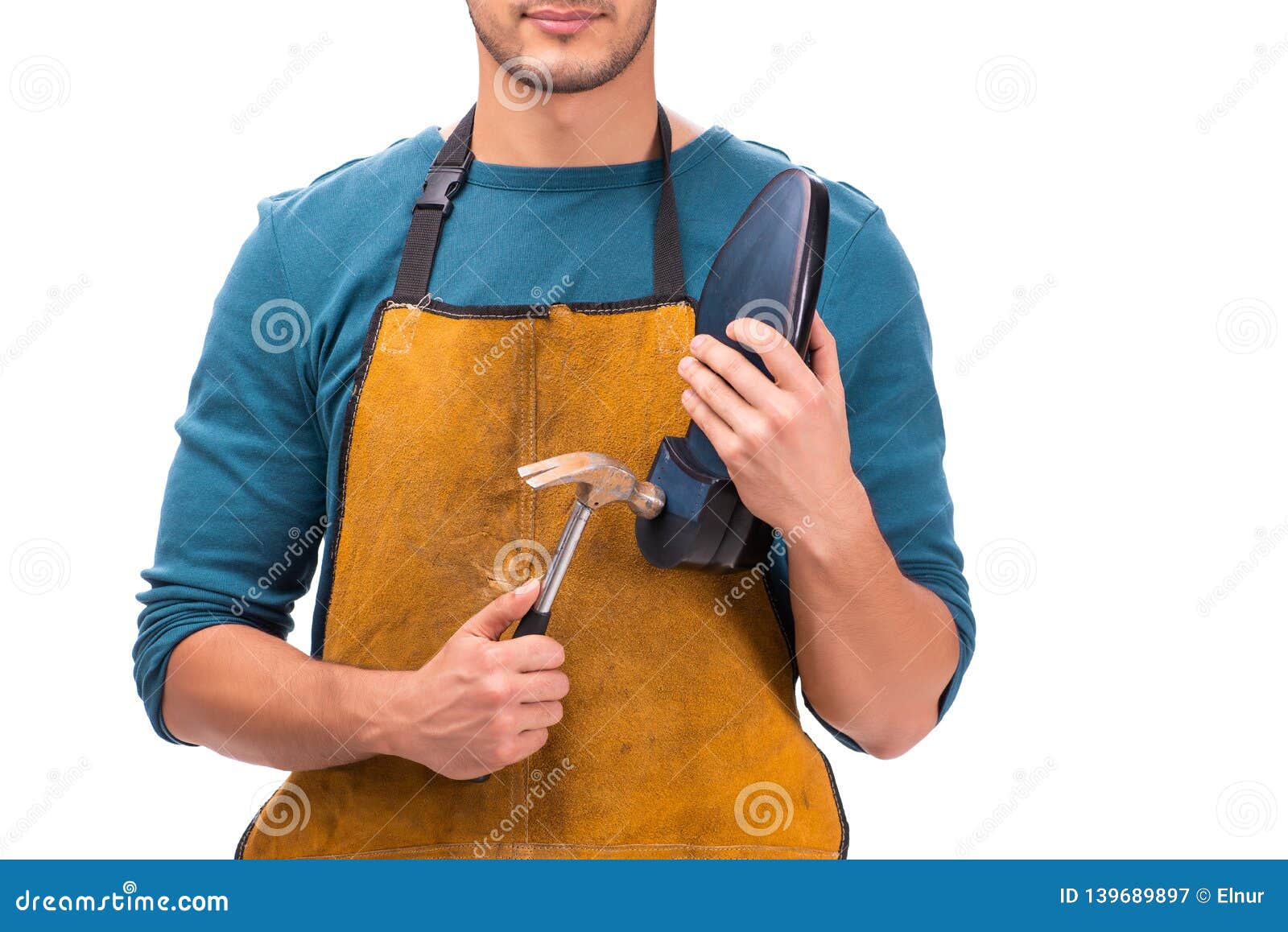 The Young Handsome Shoemaker Isolated on White Stock Image - Image of ...
