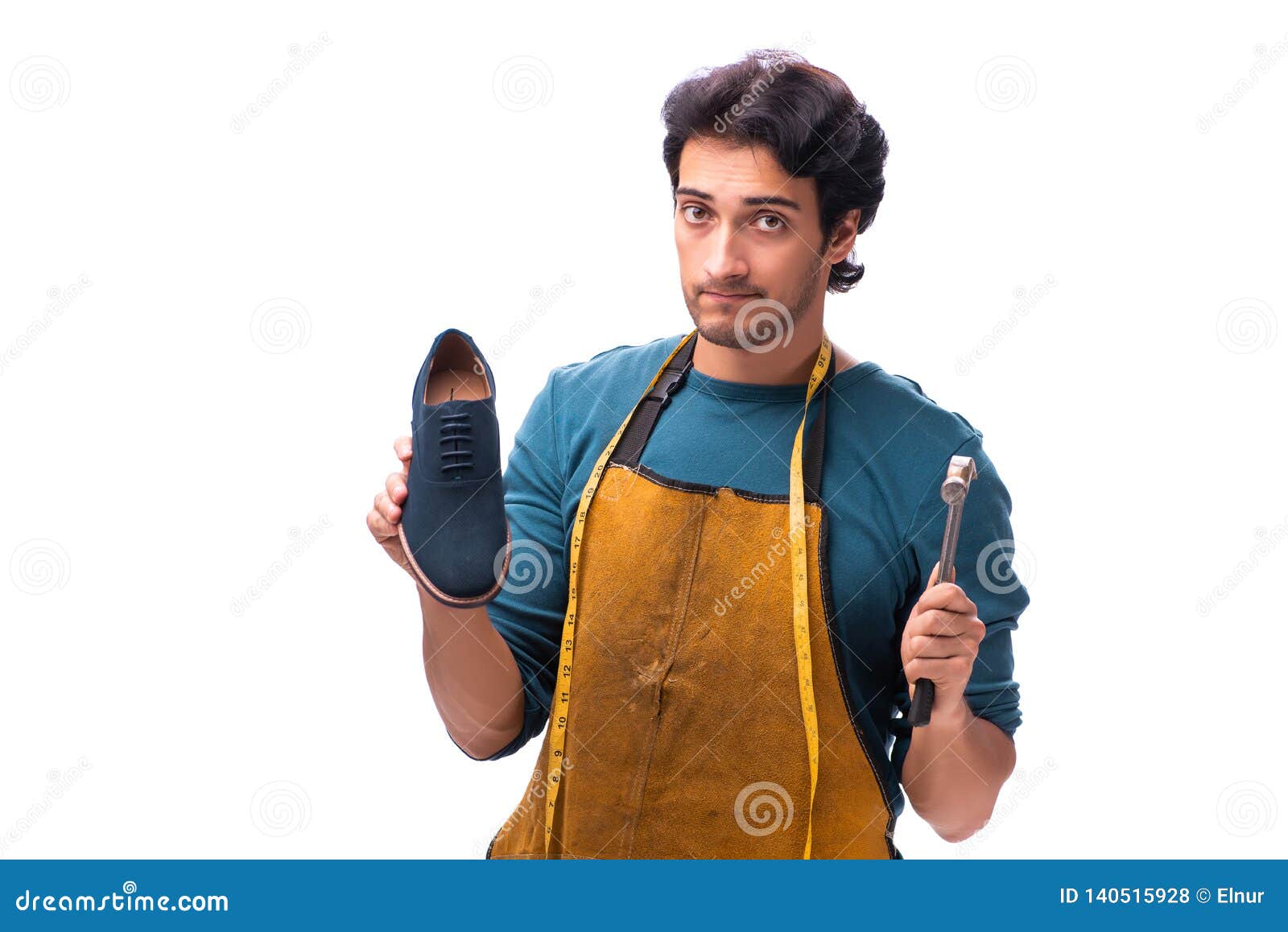 The Young Handsome Shoemaker Isolated on White Stock Photo - Image of ...