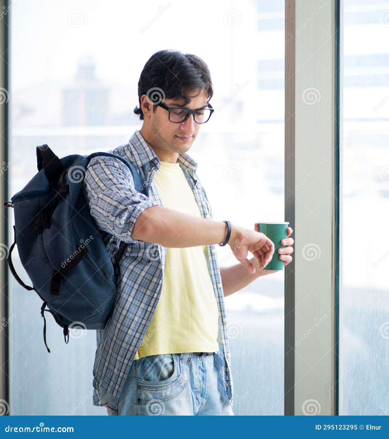 Young Handsome Student Standing at the Window Stock Image - Image of ...