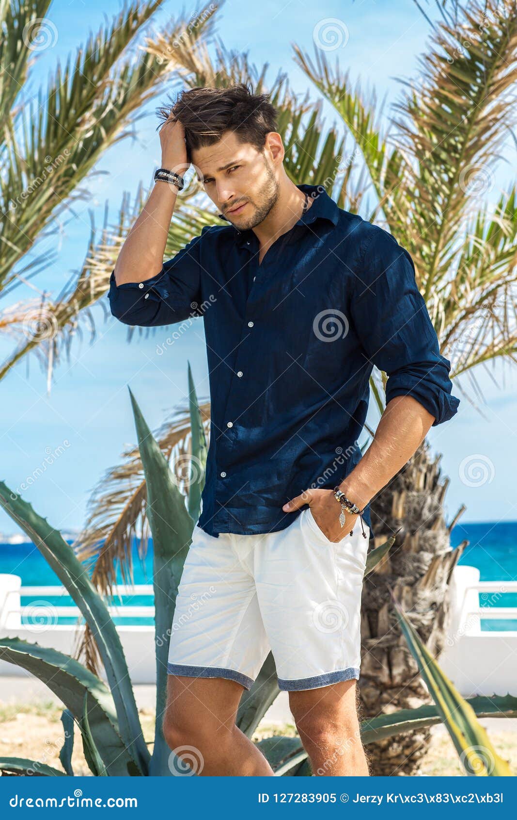 Young Handsome Tanned Model Posing Stock Image - Image of male ...
