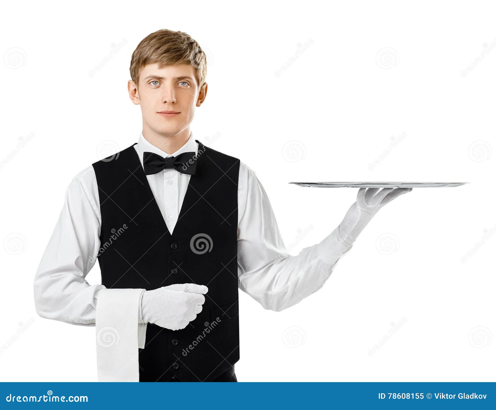 Handsome Waiter In Red Apron. Successful Small Business Owner. Serious ...