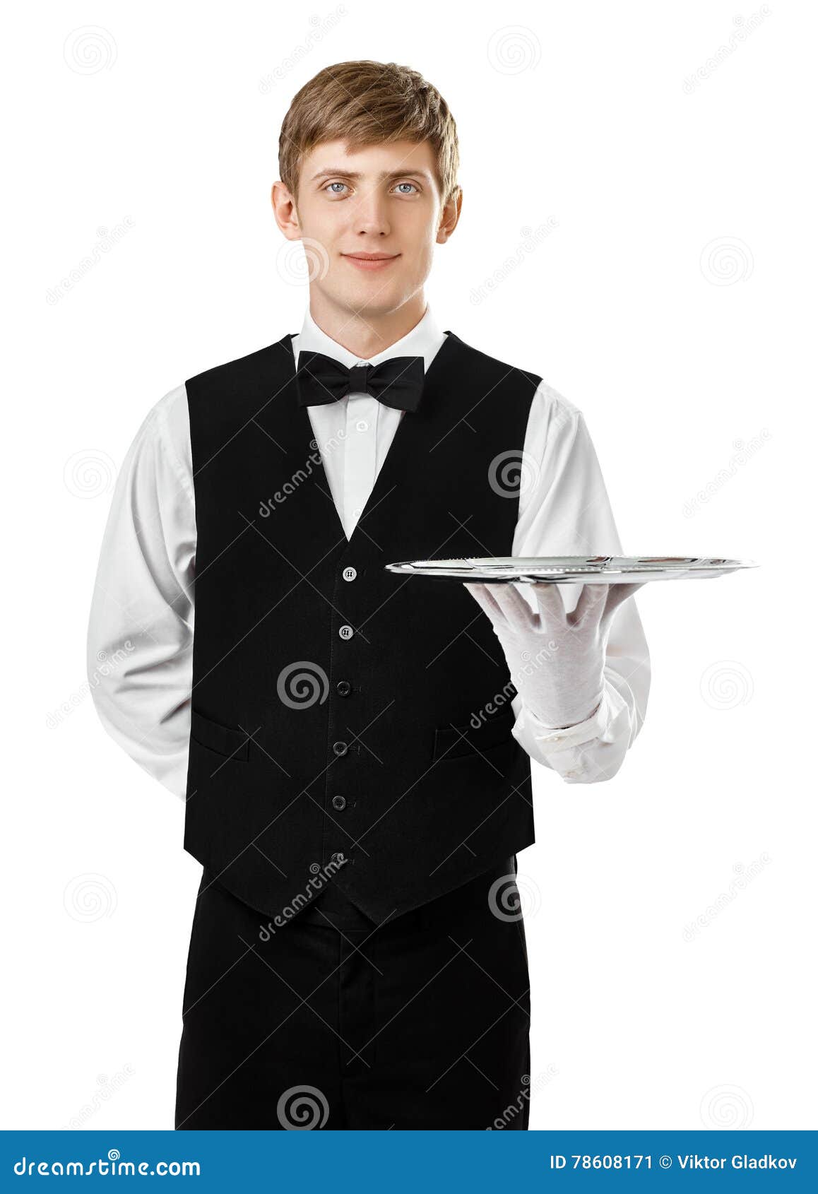 Handsome Waiter In Red Apron. Successful Small Business Owner. Serious ...