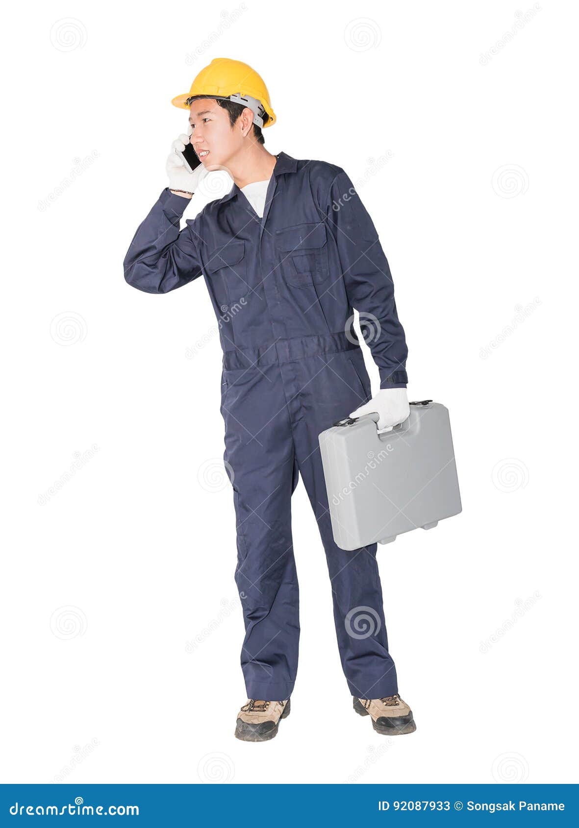 Young Handyman Standing with His Tool Box Stock Image - Image of ...
