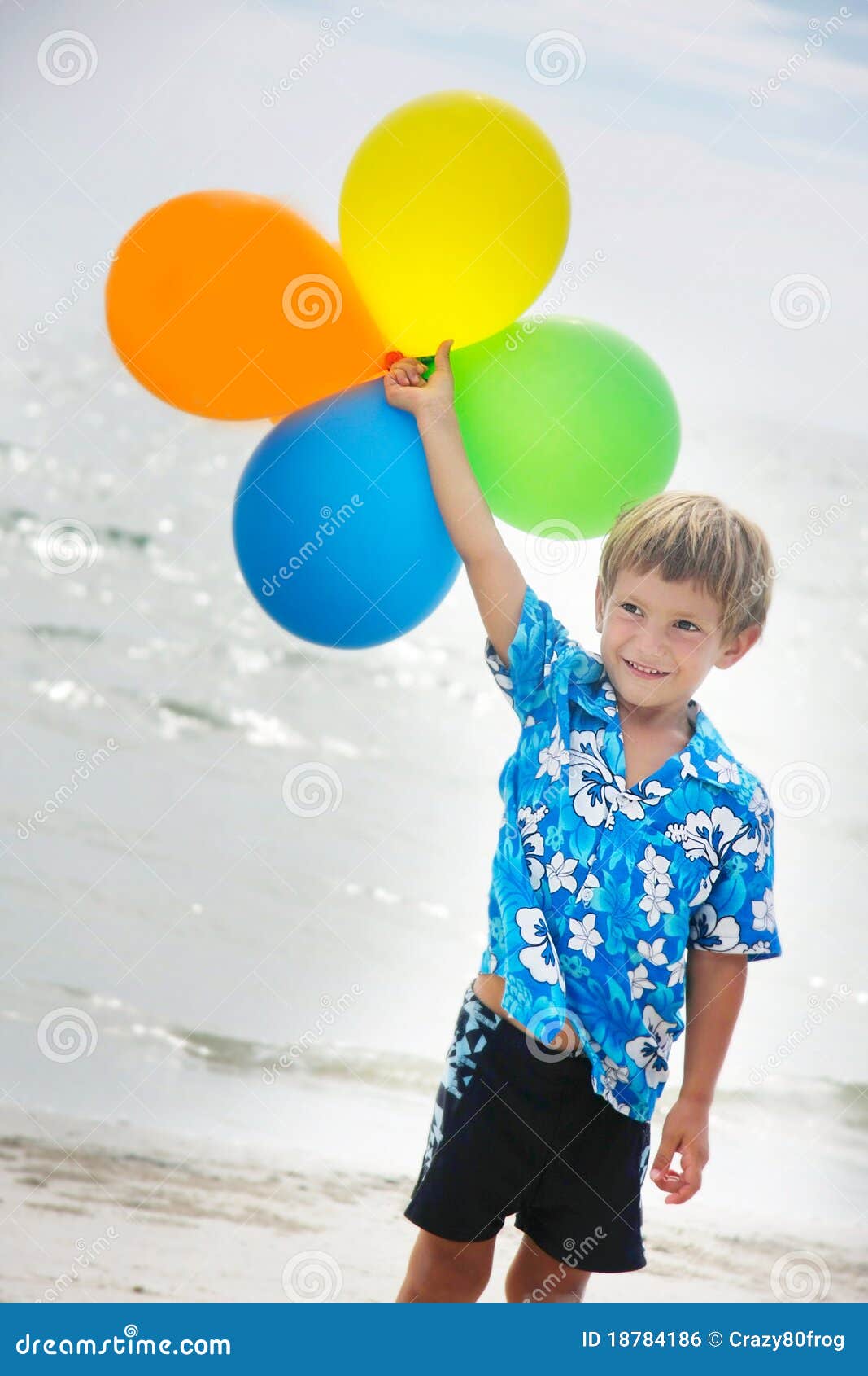 Young Happy Boy Running with Balloons Stock Photo - Image of nature ...