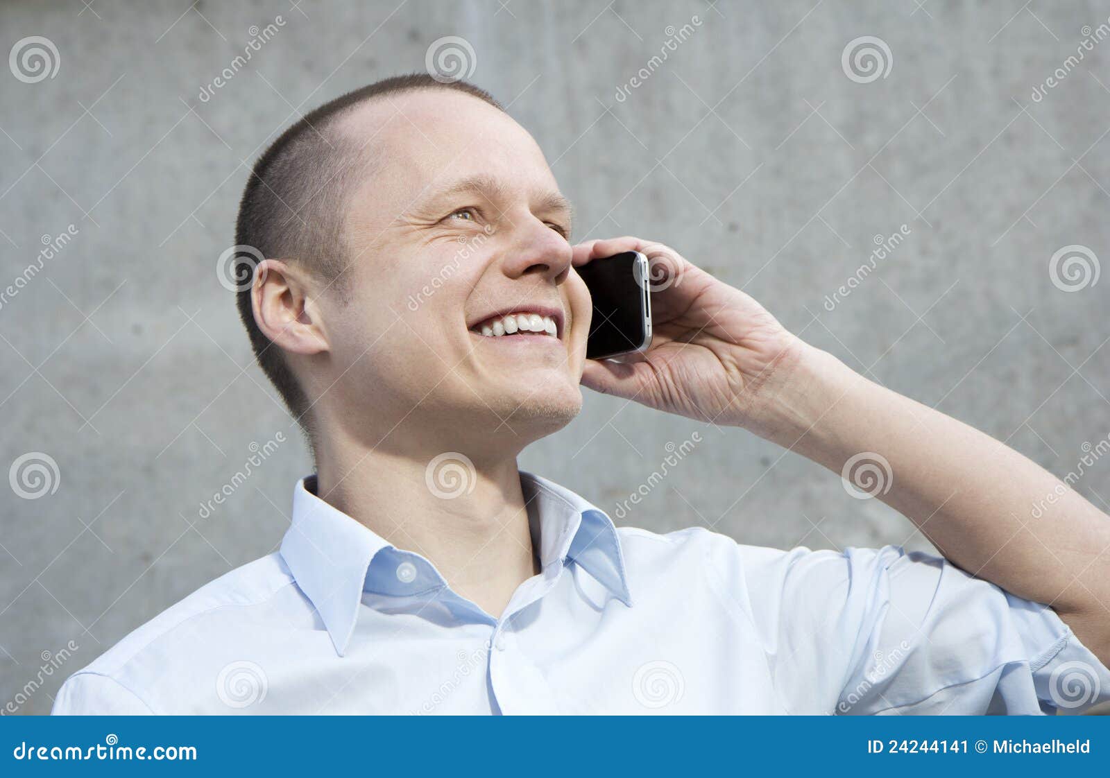 Young Happy Business Man Talking on the Phone. Stock Image - Image of ...