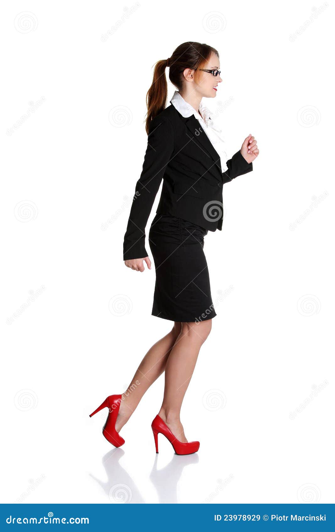 Young Happy Businesswoman in a Rush. Stock Image - Image of isolated ...