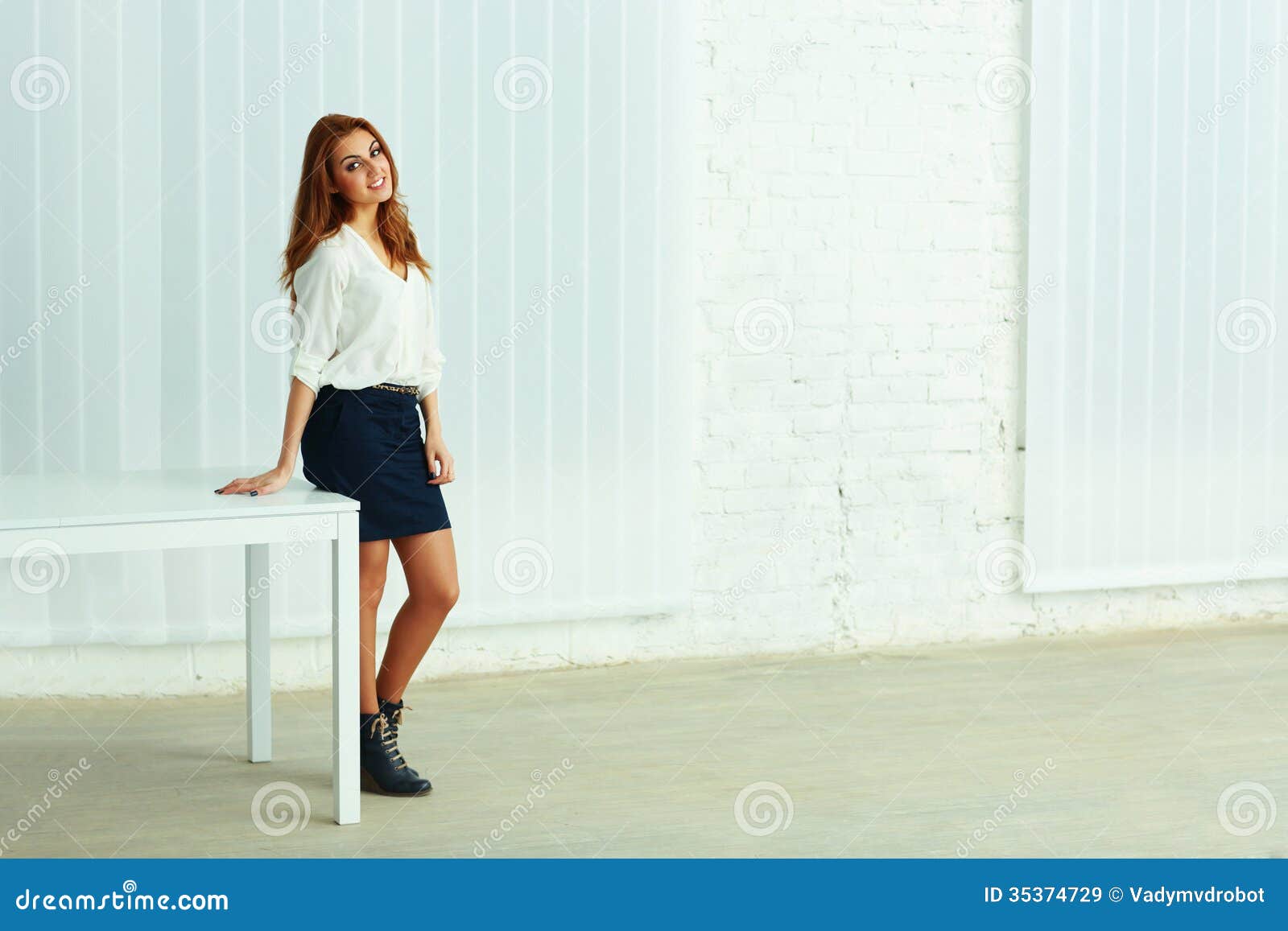 Young Happy Businesswoman Standing Near the Table Stock Image - Image ... Young Happy Businesswoman Standing Near the Table Stock Image - Image ...