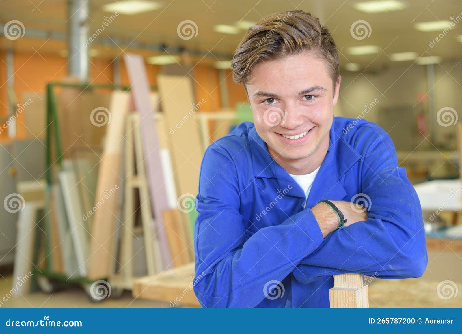 Young Happy Carpenter Smiling Stock Photo - Image of furniture, board ...