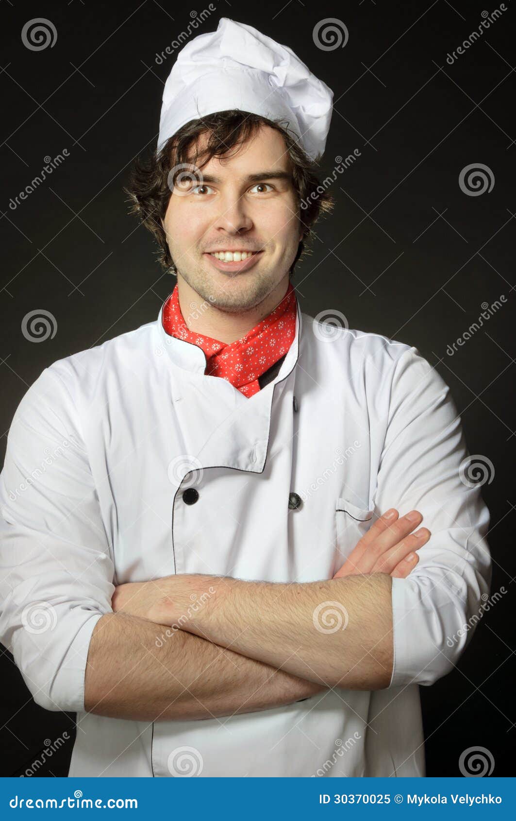A young happy chef stock image. Image of service, black - 30370025