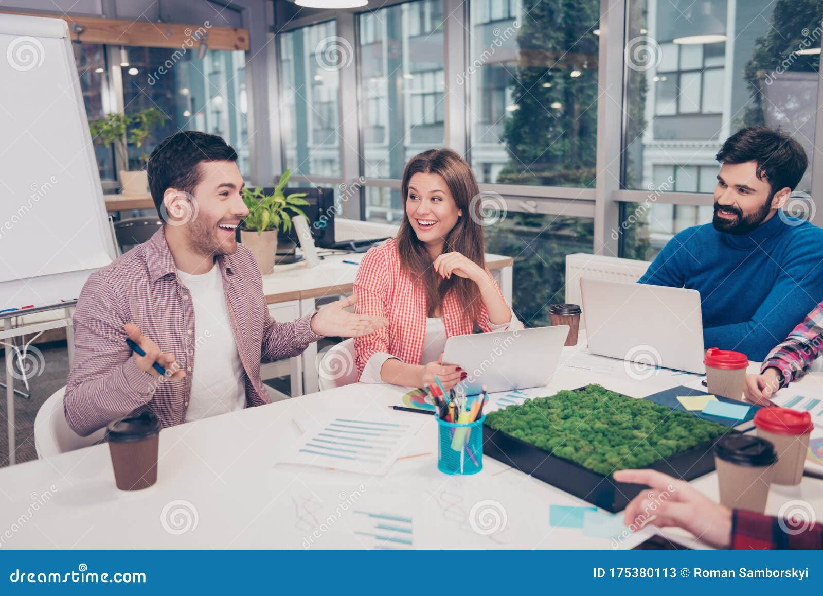 Young Happy Colleagues Planning Strategy of Future Work Stock Image ...