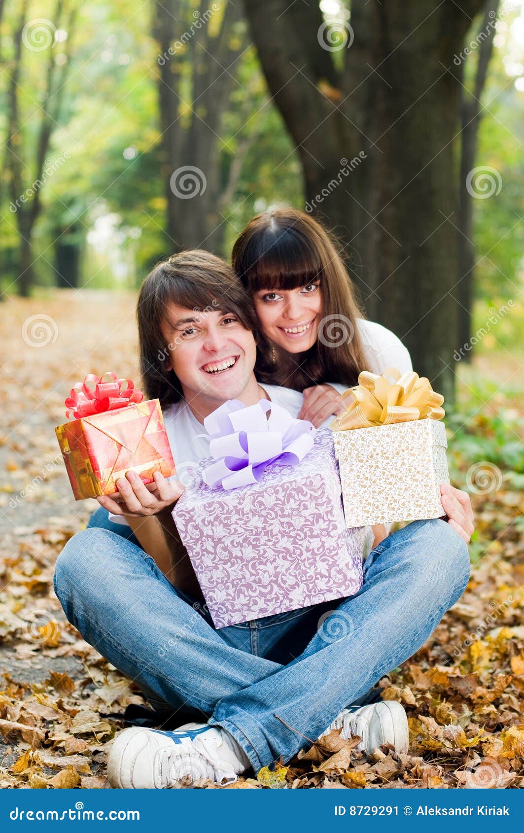 Young Happy Couple with Gift Boxes Stock Image - Image of feelings ...