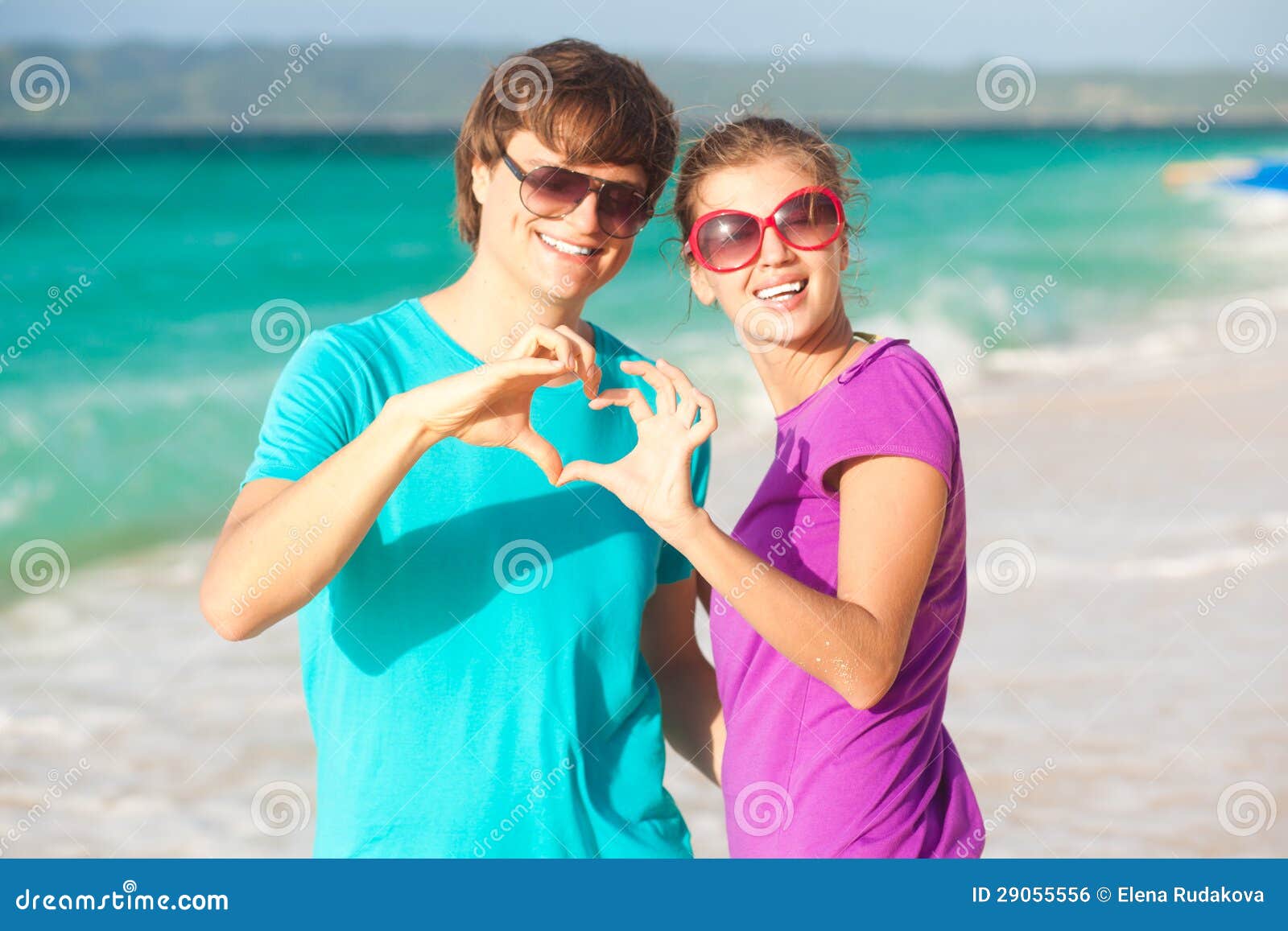 Young Happy Couple Having Fun on Tropical Beach. Stock Photo - Image of ...