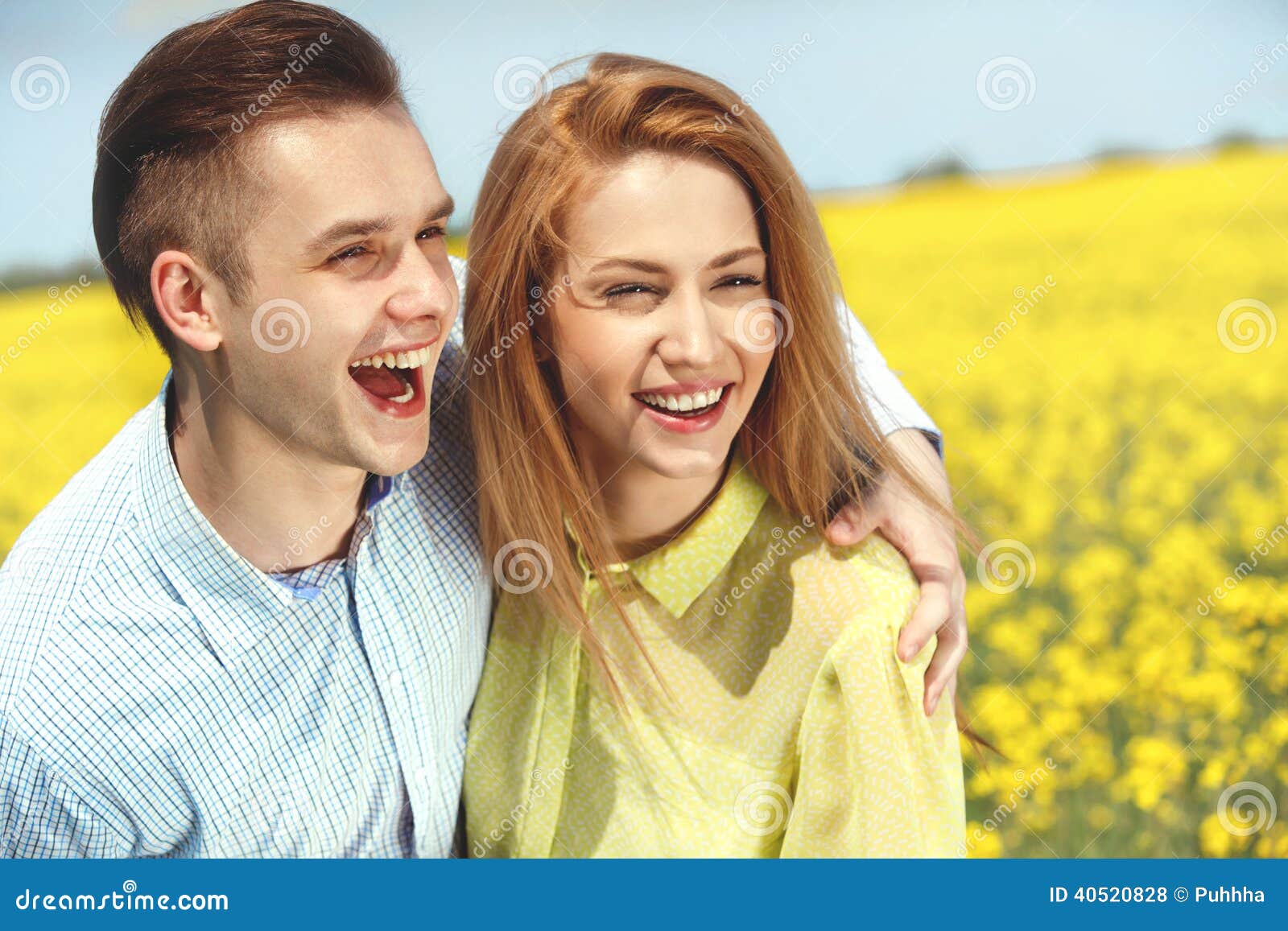 Young Happy Couple Hugging and Laughing. Stock Photo - Image of spring ...