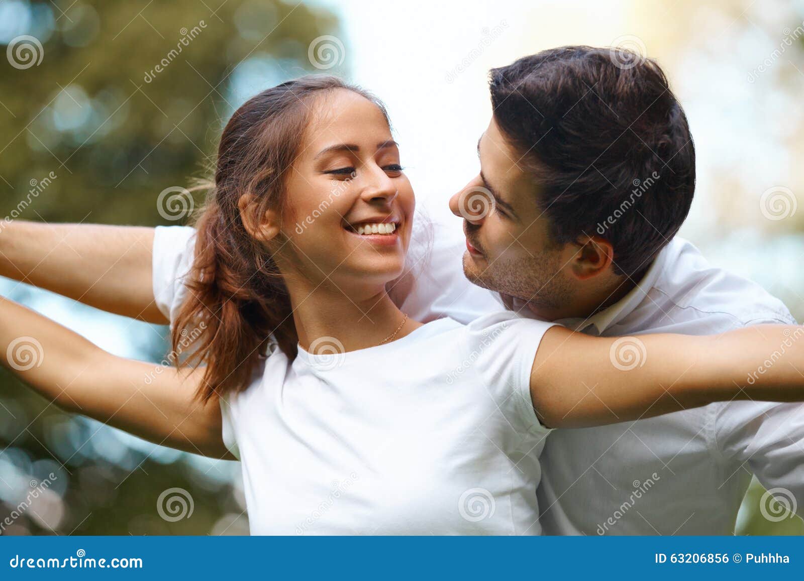 Young Happy Couple Hugging and Laughing. Stock Photo - Image of people ...
