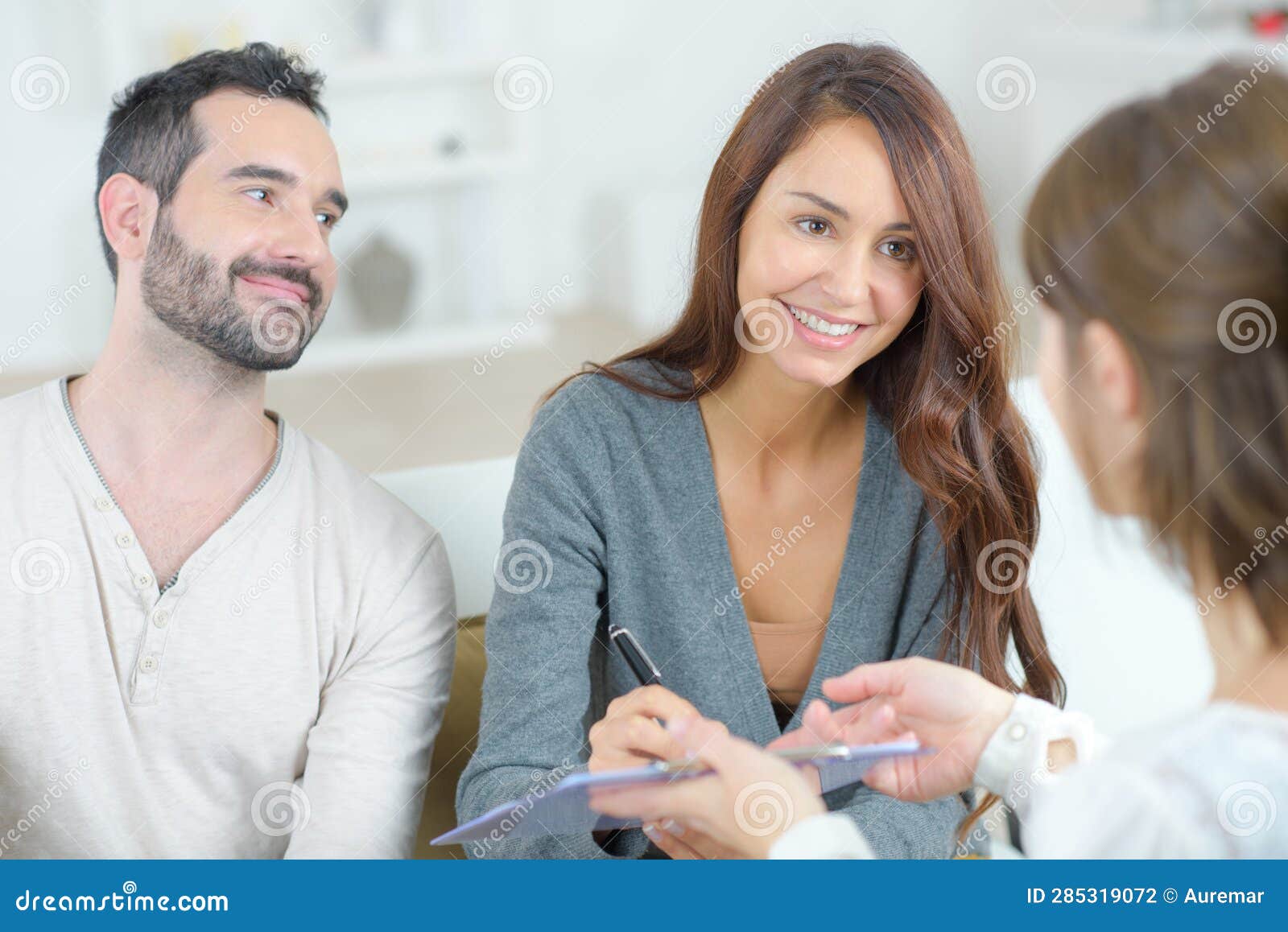 Young Happy Couple after Therapy Session with Psychologist Stock Photo ...