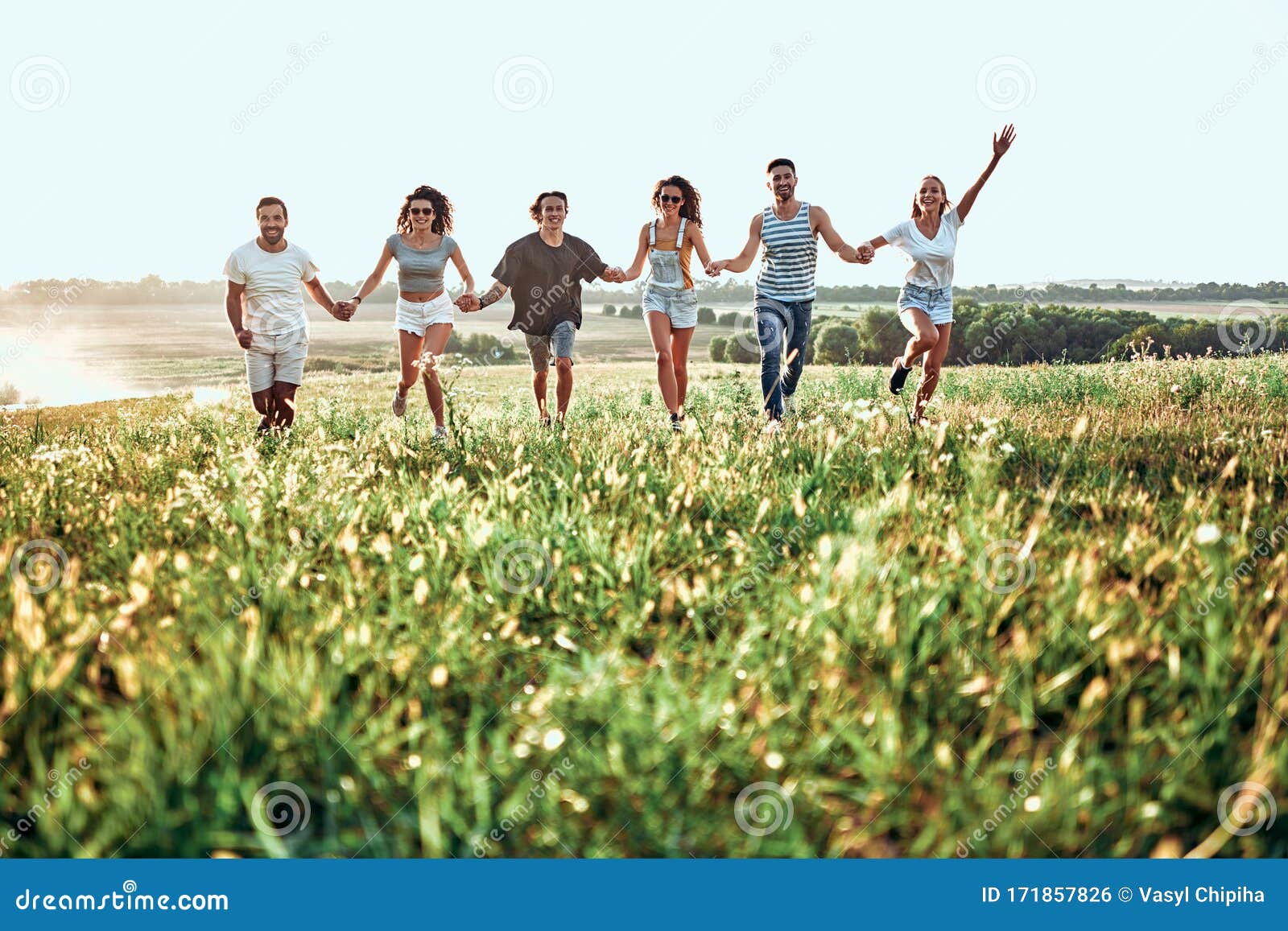 Couple Holding Hands Running