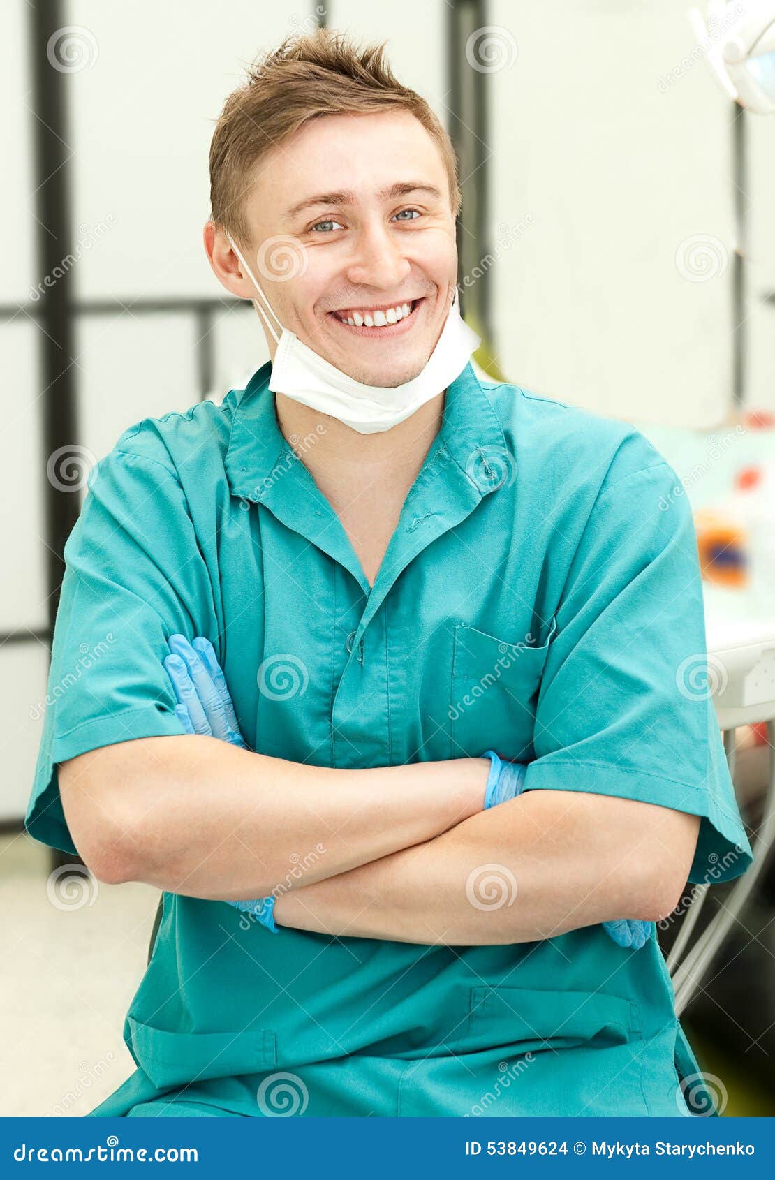 Young Happy Doctor in the Clinic Stock Photo - Image of male, camera ...