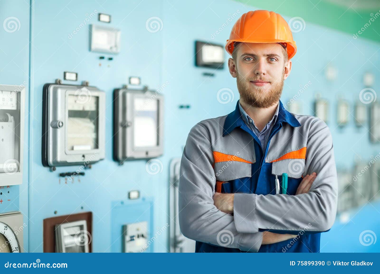 Young Happy Engineer at Control Room Stock Photo - Image of industry ...