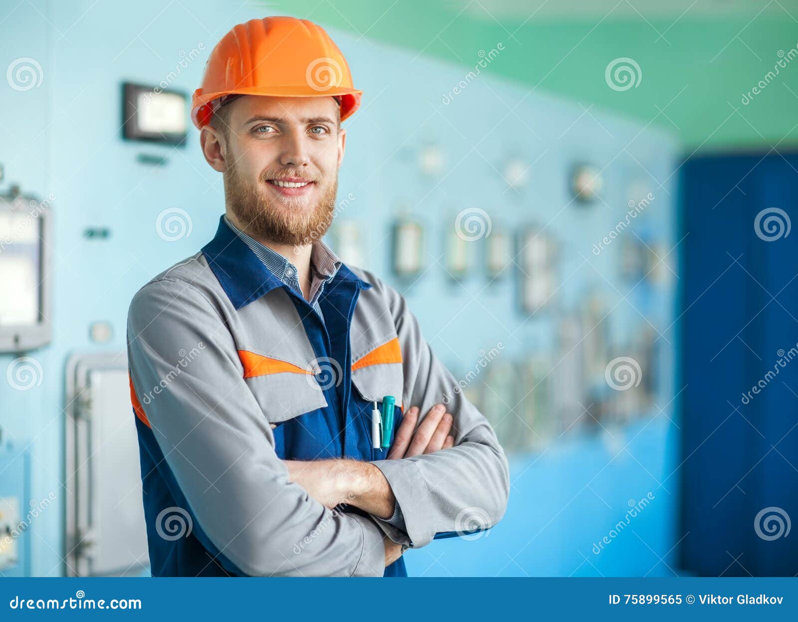 Young Happy Engineer at Control Room Stock Image - Image of confident ...