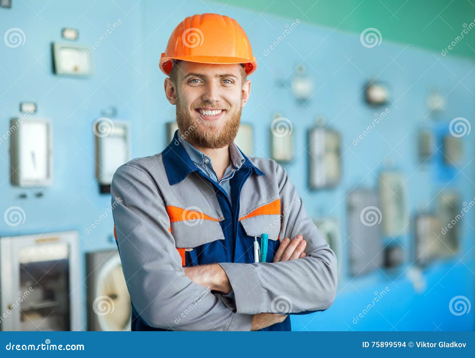 Young Happy Engineer at Control Room Stock Photo - Image of concept ...