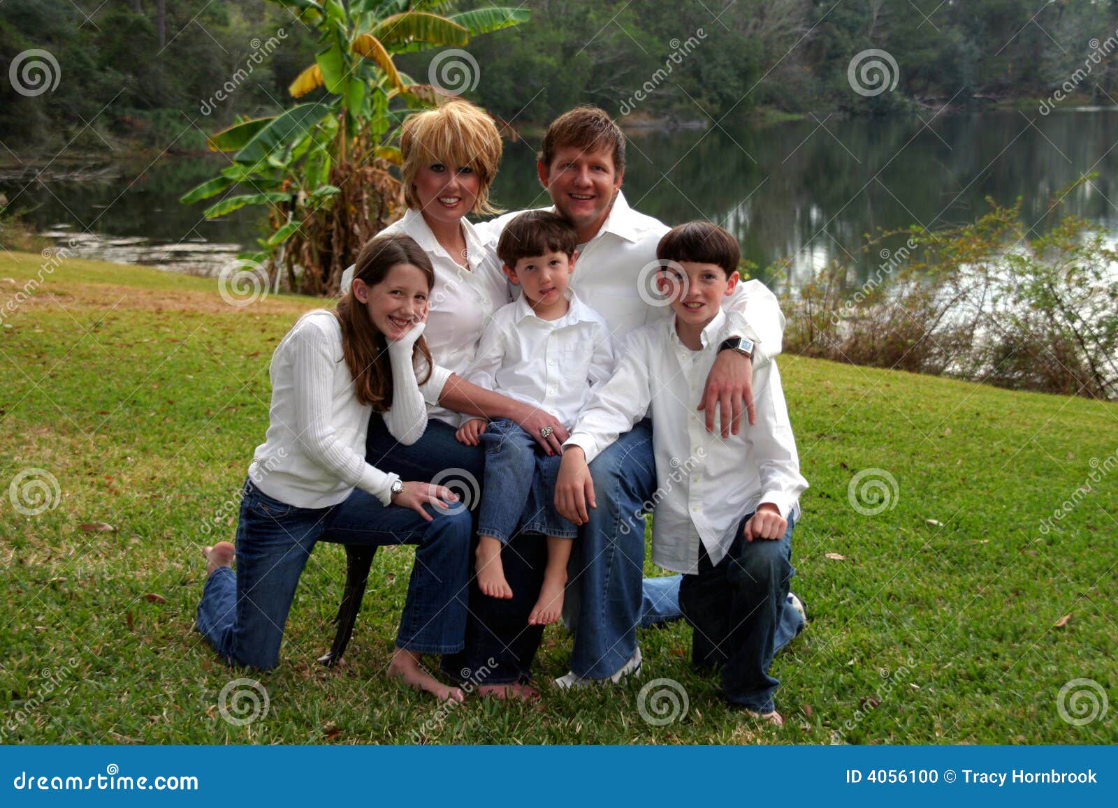 Young happy family of five stock photo. Image of mother - 4056100