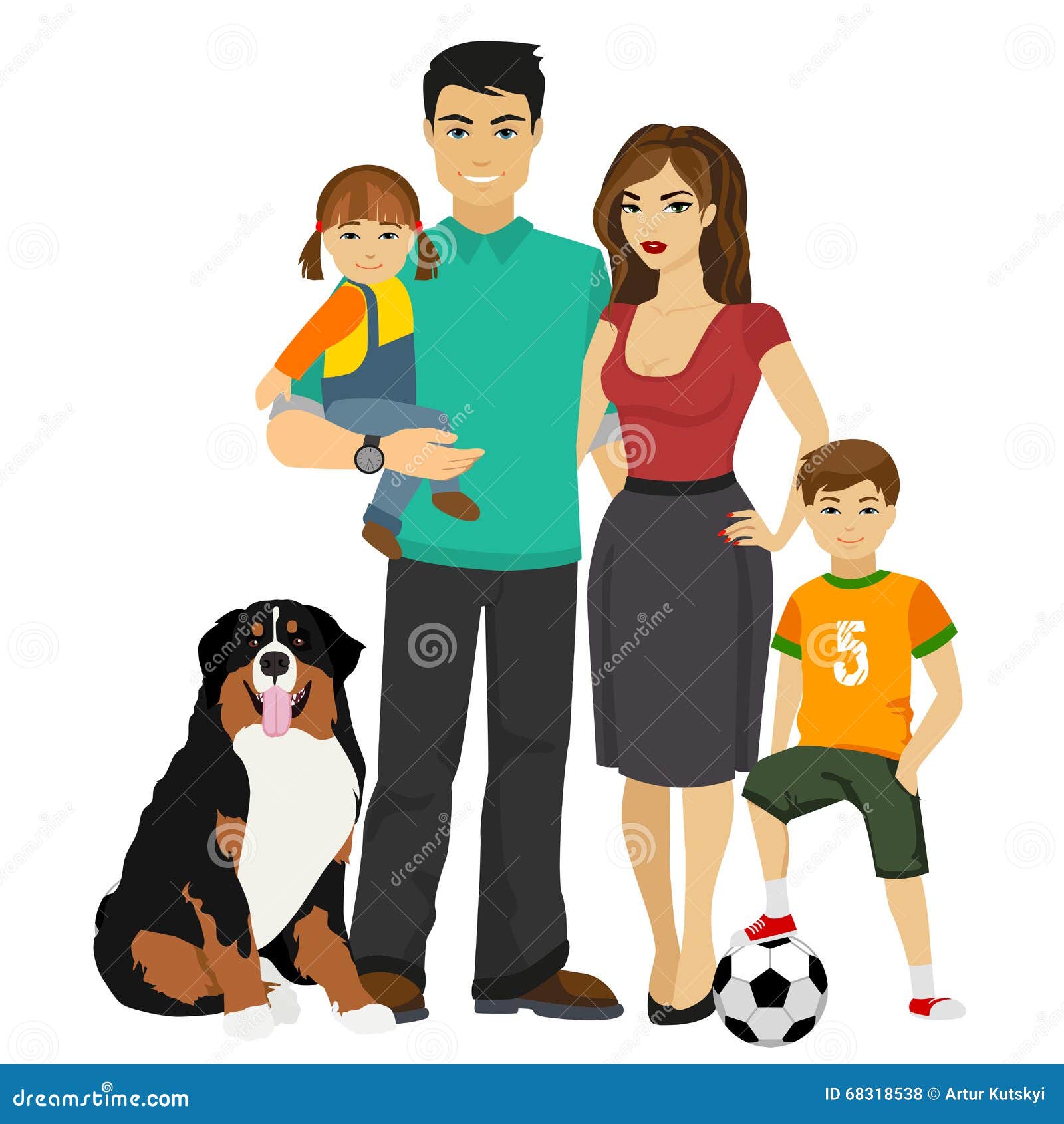 Young Happy Family Vector Illustration Stock Vector - Illustration of ...