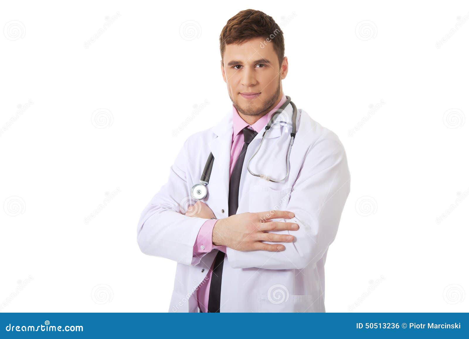 Young Happy Male Doctor with Folded Arms. Stock Photo - Image of ...