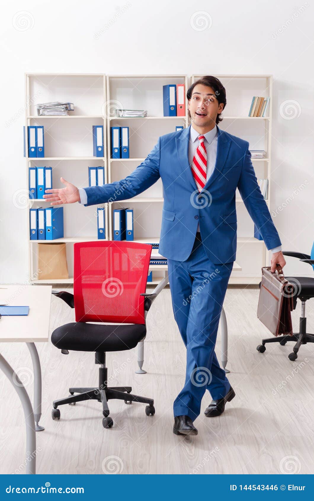 The Young Happy Male Employee in the Office Stock Photo - Image of ...