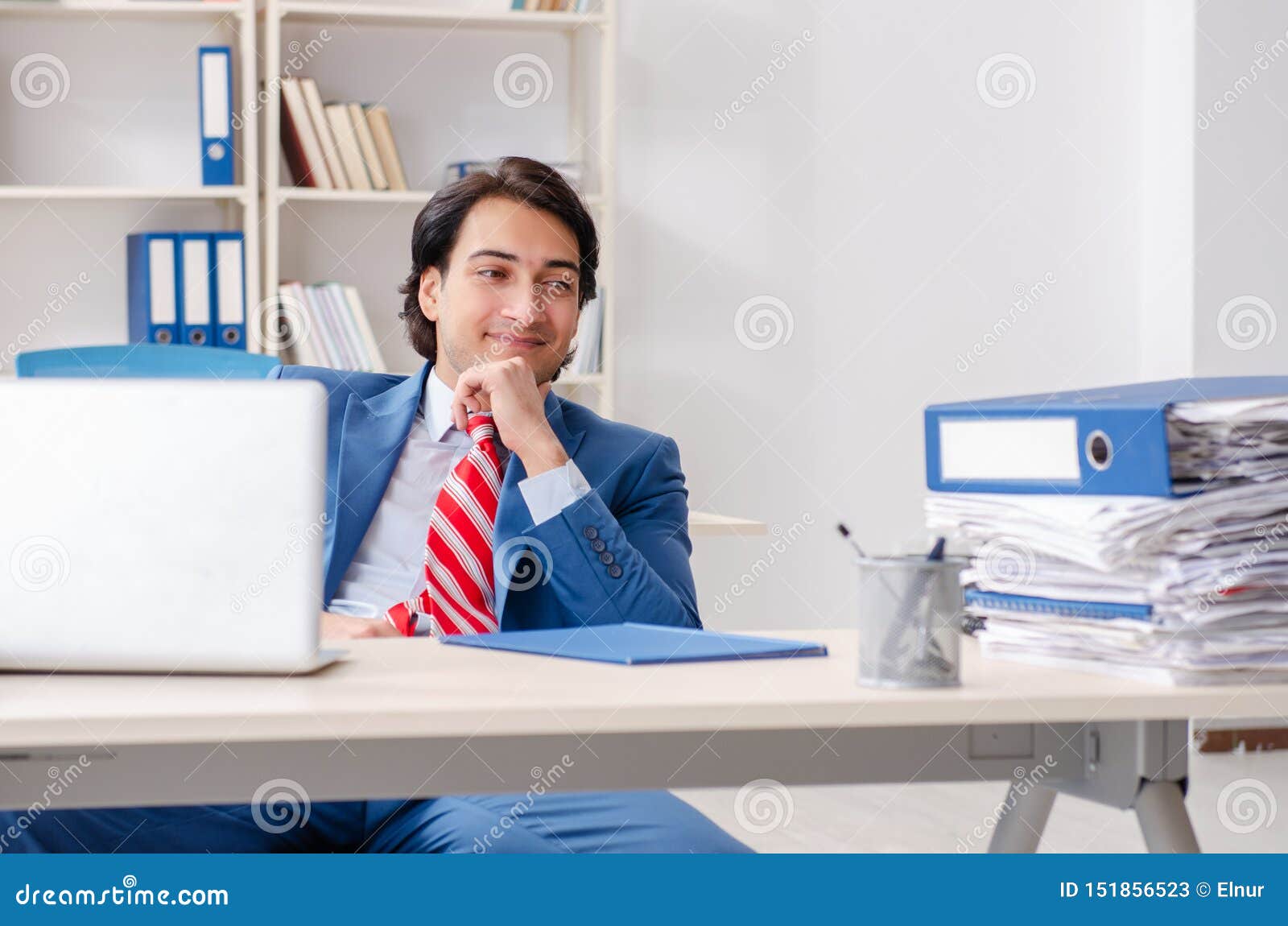 Young Happy Male Employee in the Office Stock Image - Image of ...