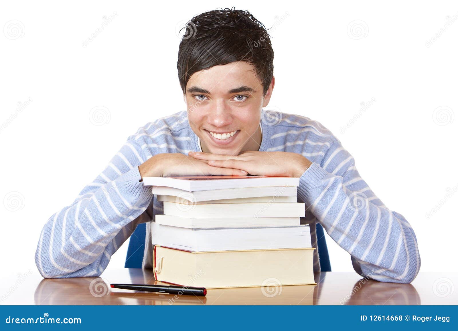 Young Happy Male Student with Study Books Stock Photo - Image of books ...