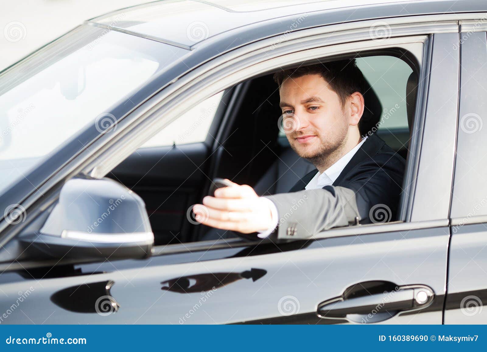 Young Happy Man Bought New Modern Car. Stock Photo - Image of drive ...