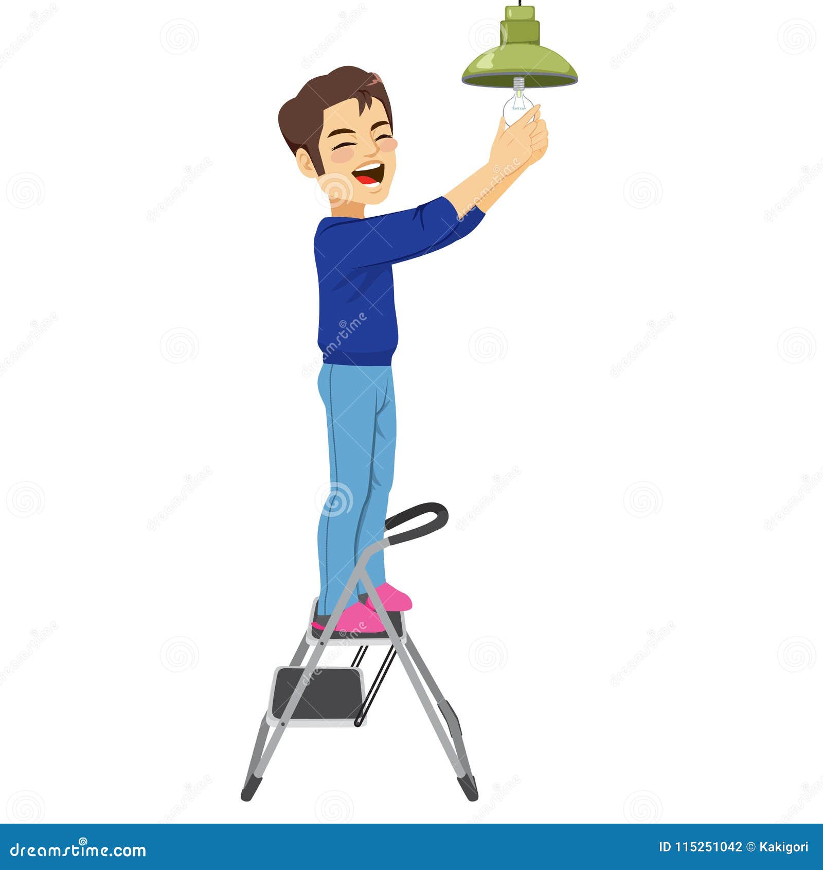 Man Changing Light stock vector. Illustration of ladder - 115251042