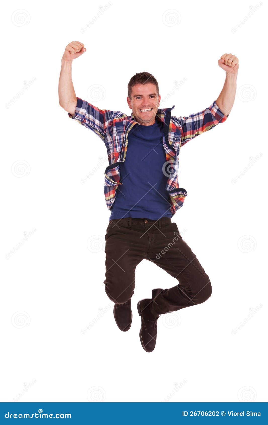Young Happy Man is Jumping in Air Stock Photo - Image of caucasian ...