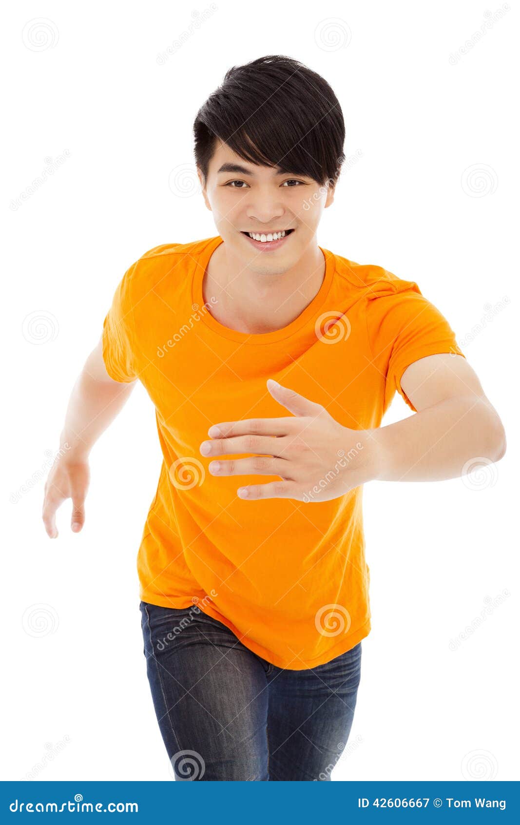 Young Happy Man Make a Running Pose Stock Image - Image of jogging ...