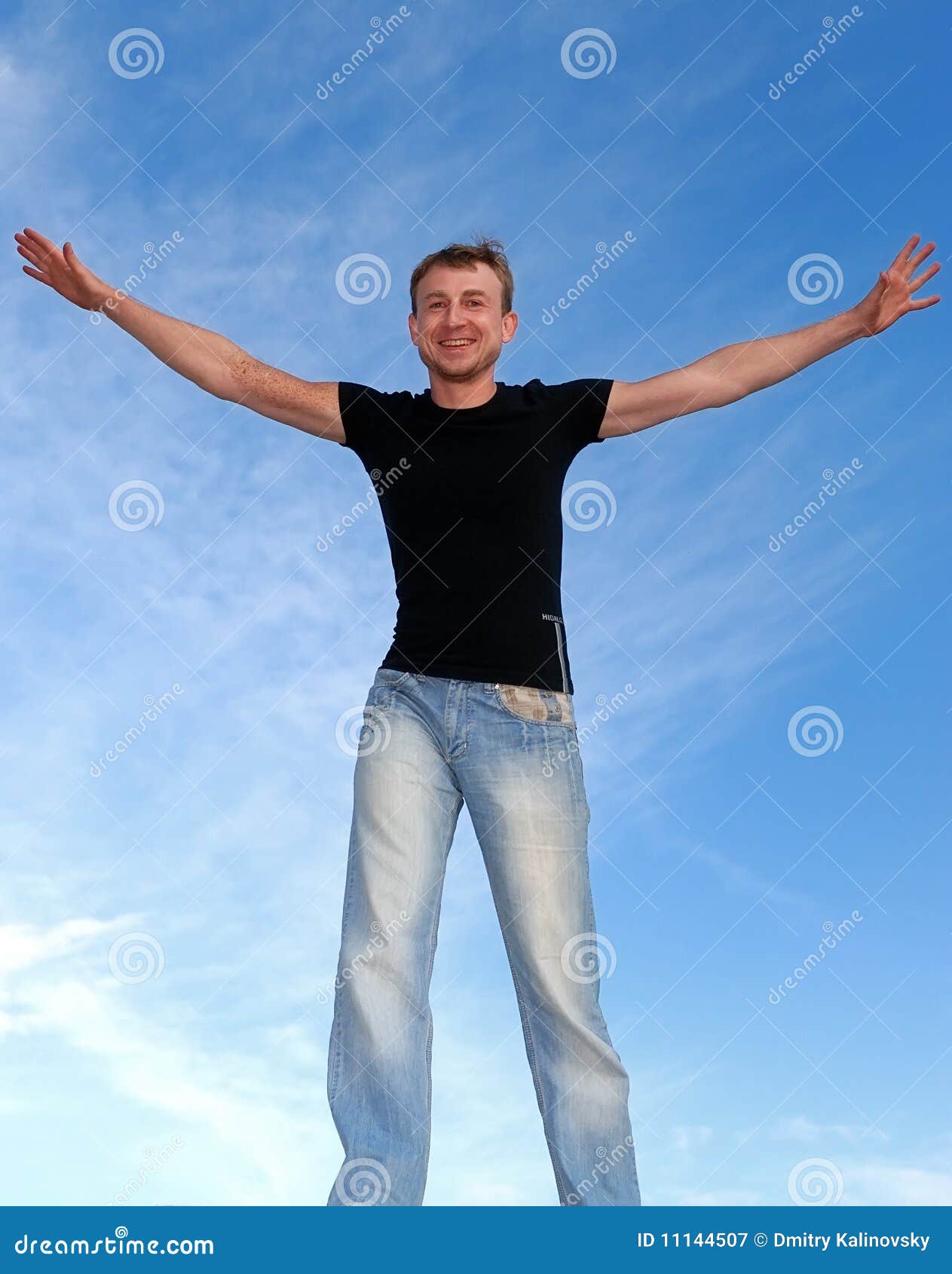 Young Happy Man with Open Arms Outdoors Stock Image - Image of happy ...