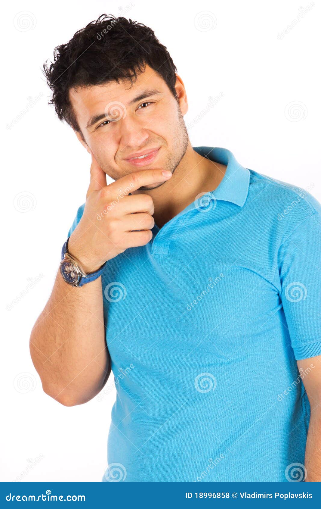Young happy man is posing stock photo. Image of comemrcial - 18996858