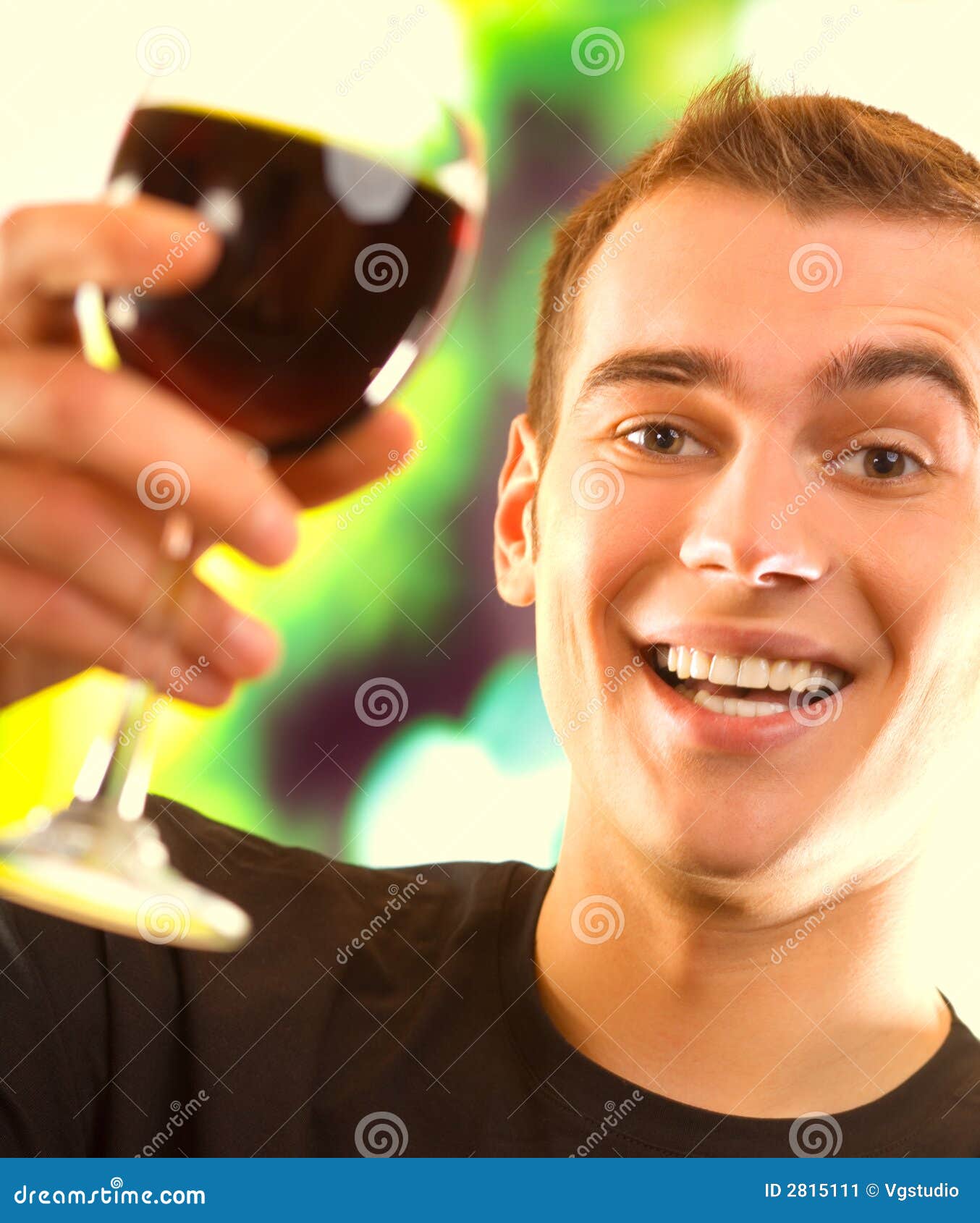 Young Happy Man with Red Wine Stock Image - Image of young, person: 2815111