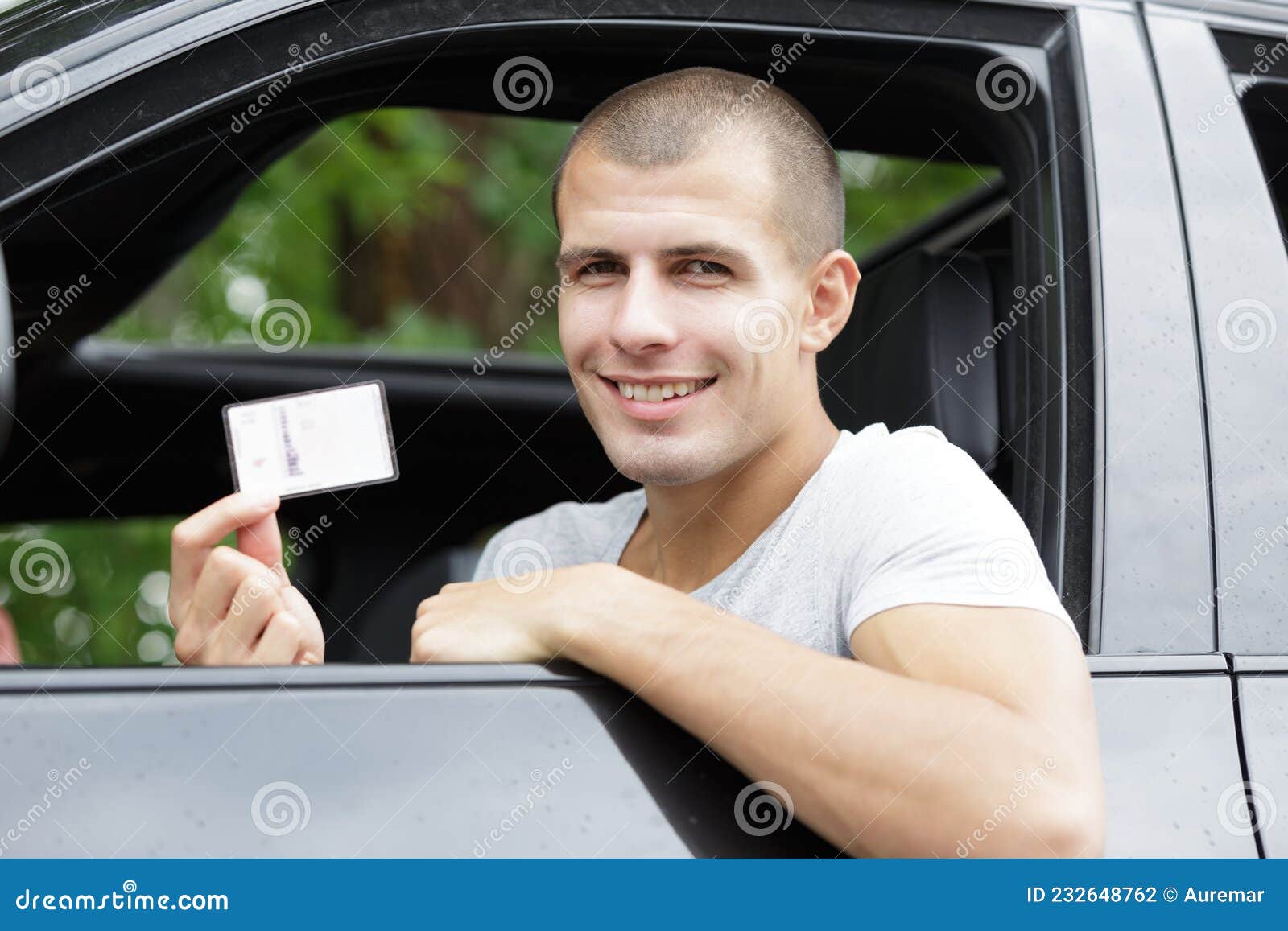 Young Happy Man Showing New Driver License Stock Photo - Image of ...