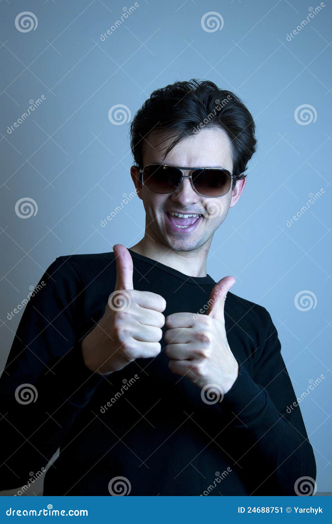 Young Happy Man Showing Two Thumbs Up Stock Image - Image of thumb ...