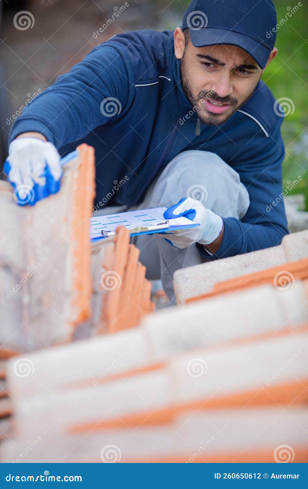 Young Happy Man Tiling on Rooftop Stock Photo - Image of reconstruct ...