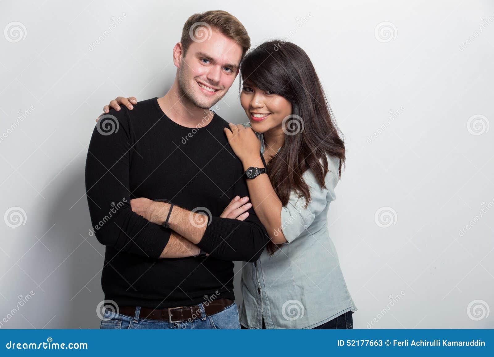 Young Happy Multicultural Couple Stock Image - Image of embracing ...